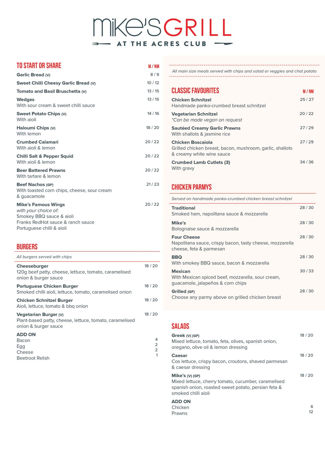 The Acres Club – Mikes Grill