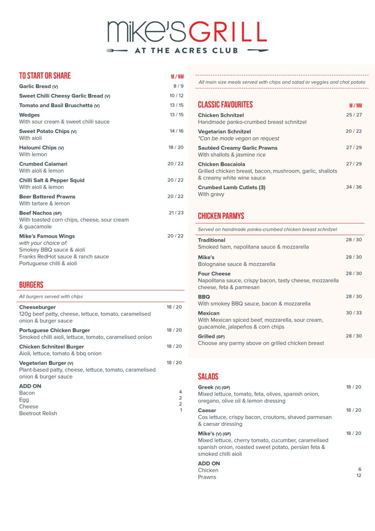 The Acres Club – Mikes Grill
